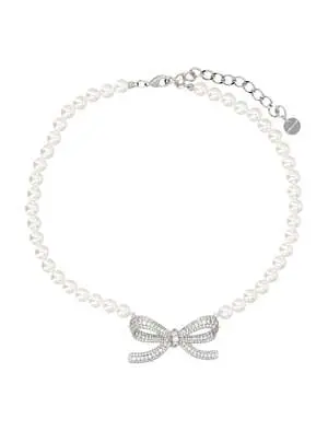 SELF-PORTRAIT Bow Necklace - Pearl