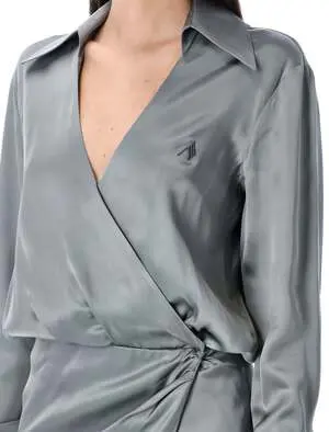 Attico Satin Mini Dress - Grey