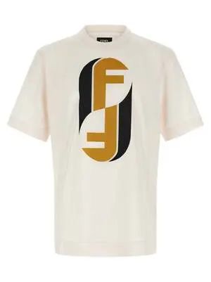 Fendi Cotton T-shirt With Monogram Print - Beige