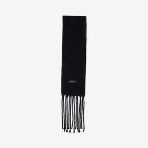 Patou Wool Blend Long Fringe Scarf - Black