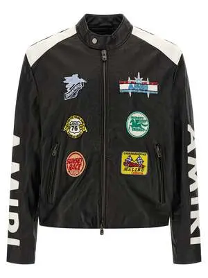 Amiri Patch Racer Leather Jacket