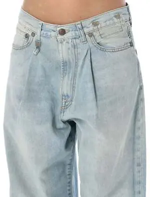 R13 Damon Pleated Wide Leg Jeans