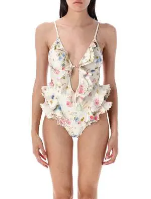 Zimmermann Floral Print One Piece Swimsuit - Cream Bouquet