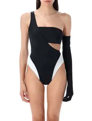 LET'S SWIM One-shoulder Bandeau Swimsuit