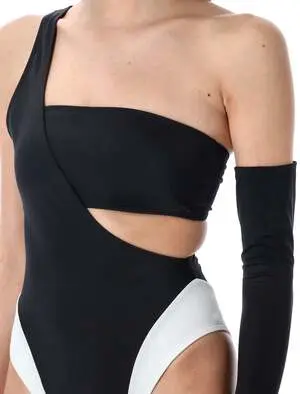 LET'S SWIM One-shoulder Bandeau Swimsuit
