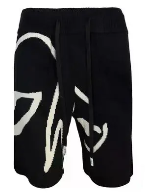 HACULLA. Graphic-print Wool Knit Shorts - Black