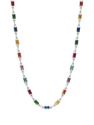 NIALAYA JEWELRY Rectangle Stone Tennis Necklace - Silver