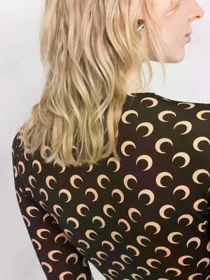 MARINE SERRE Second Skin Moon-print Top