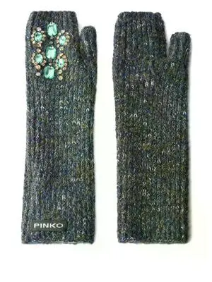 Pinko Jewel-embellished Fingerless Gloves - Grey