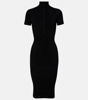 MUGLER Ribbed-knit Midi Dress