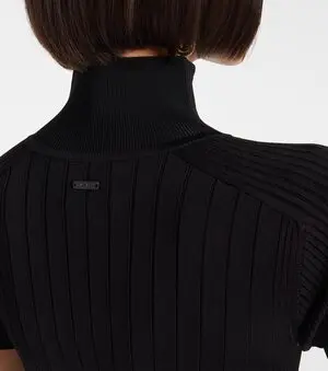 MUGLER Ribbed-knit Midi Dress