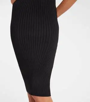 MUGLER Ribbed-knit Midi Dress