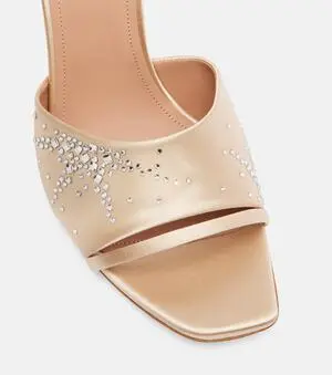 MALONE SOULIERS Roxanne 90 Embellished Satin Mules - Beige