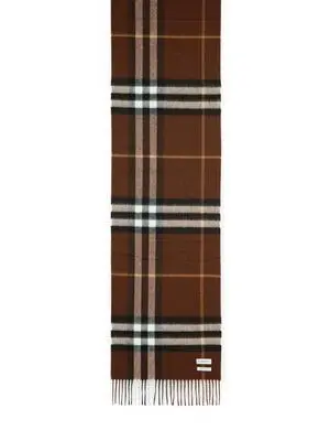 Burberry 'mu Giant Check' Cashmere Scarf Brown