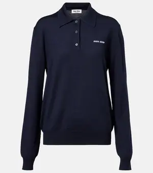 Miu Miu Miu Miu Virgin Wool Polo Sweater Blue