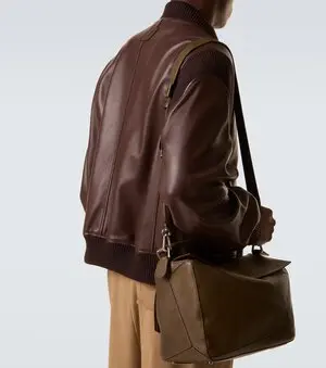 Loewe Puzzle Large Leather Tote - Green