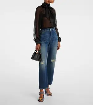 Dolce & Gabbana Embellished Denim Sandals