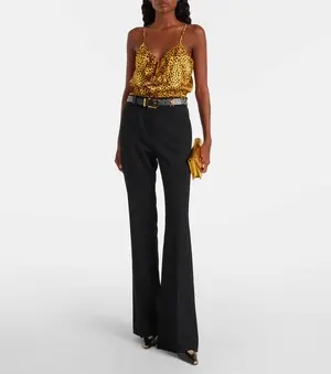 Versace Leopard-print Silk Satin Bodysuit - Multicoloured