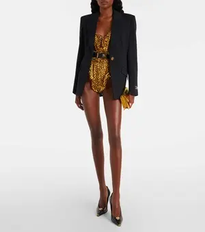 Versace Leopard-print Silk Satin Bodysuit - Multicoloured