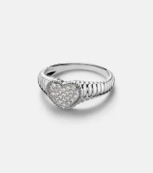 Yvonne Léon Baby 9kt White Gold Pinky Ring With Diamonds - Silver