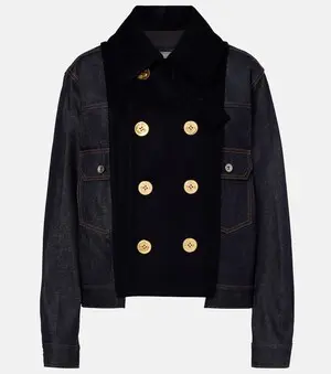 Sacai Paneled Denim Jacket - Blue