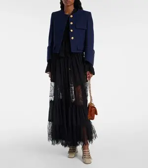 Chloé Checked Cropped Wool-blend Jacket