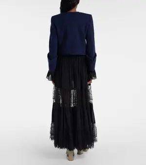 Chloé Checked Cropped Wool-blend Jacket