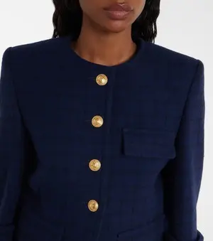 Chloé Checked Cropped Wool-blend Jacket