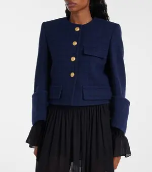Chloé Checked Cropped Wool-blend Jacket
