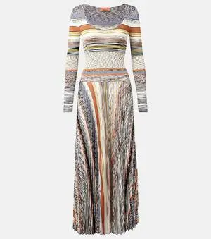 Missoni Knitted Pleated Striped Maxi Dress - Multicoloured