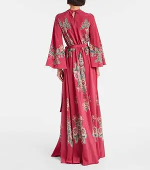 Etro Belted Printed Silk Maxi Dress