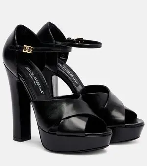 Dolce & Gabbana Leather Platform Sandals - Black