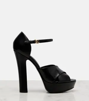 Dolce & Gabbana Leather Platform Sandals - Black