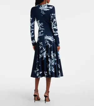 Erdem Floral Gathered Midi Dress - Blue