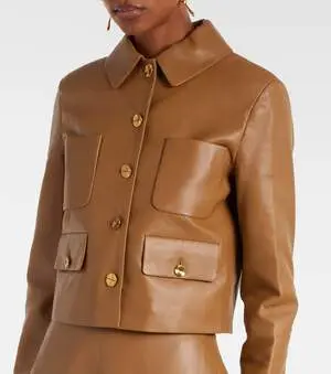 Altuzarra Astley Cropped Leather Jacket - Brown