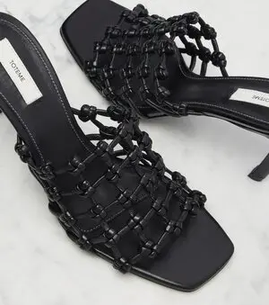 TOTEME Woven Leather Square Toe Sandals