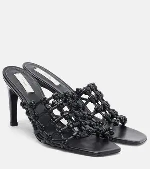 TOTEME Woven Leather Square Toe Sandals - Black