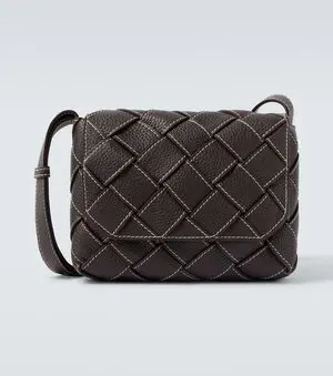 Bottega Veneta Bottega Veneta Diago Intreccio Leather Crossbody Bag Brown