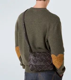 Bottega Veneta Diago Intreccio Leather Crossbody Bag - Brown