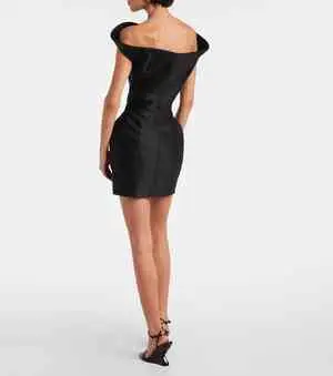 Magda Butrym Asymmetric Cotton Corset Dress - Black