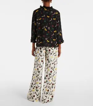 Marni Ruffled Floral V-neck Blouse