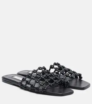 TOTEME Woven Leather Slides - Black