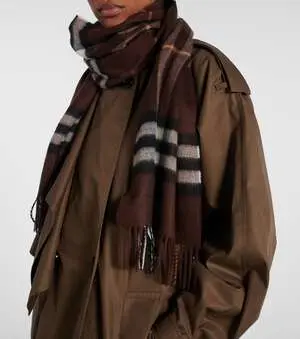 Burberry Check Cashmere Scarf - Brown