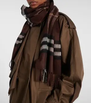 Burberry Check Cashmere Scarf - Brown