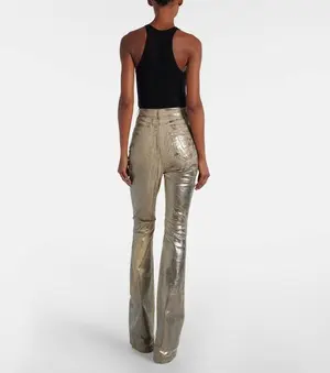 Rick Owens Bolan Coated High-rise Bootcut Jeans