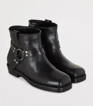 Balmain Leather Biker Ankle Boots