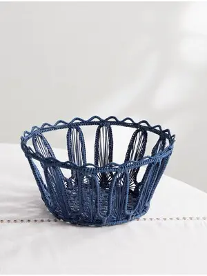 Themis Z Kyma Iraca Palm Bread Basket - Blue