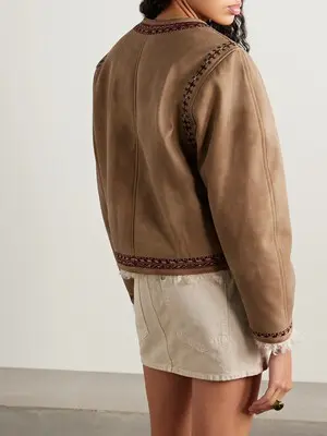 MARANT ETOILE Cely Embroidered Fleece Jacket - Brown