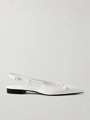 Marni Trunkaroo Embellished Leather Slingback Flats - White
