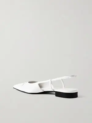 Marni Trunkaroo Embellished Leather Slingback Flats - White